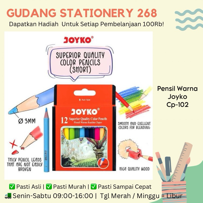 Joyko CP-102 12 Color Color Pencil / Joyko CP-102 12 Color Color Pencil | Shopee Malaysia