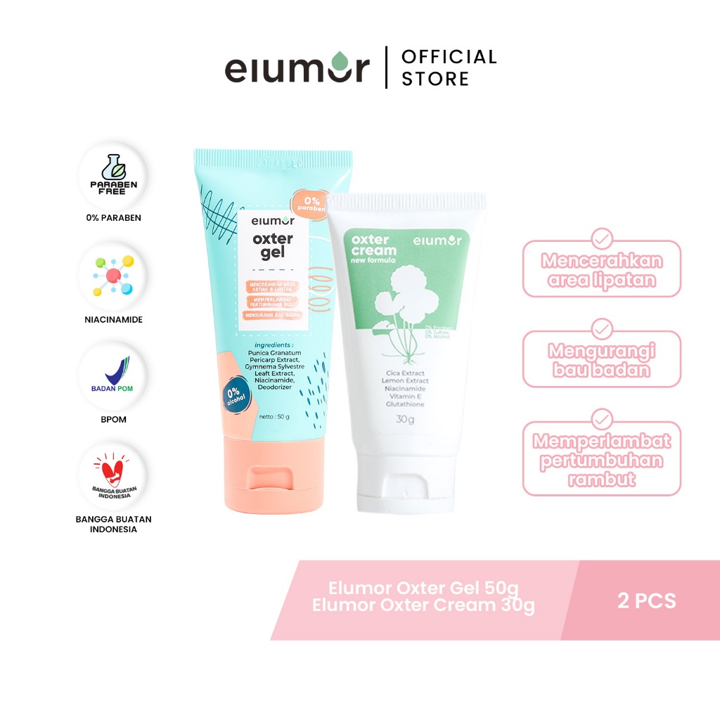 Bundle Oxter Gel New Formula 50g+Elumor Oxter Cream 30g | Shopee Malaysia