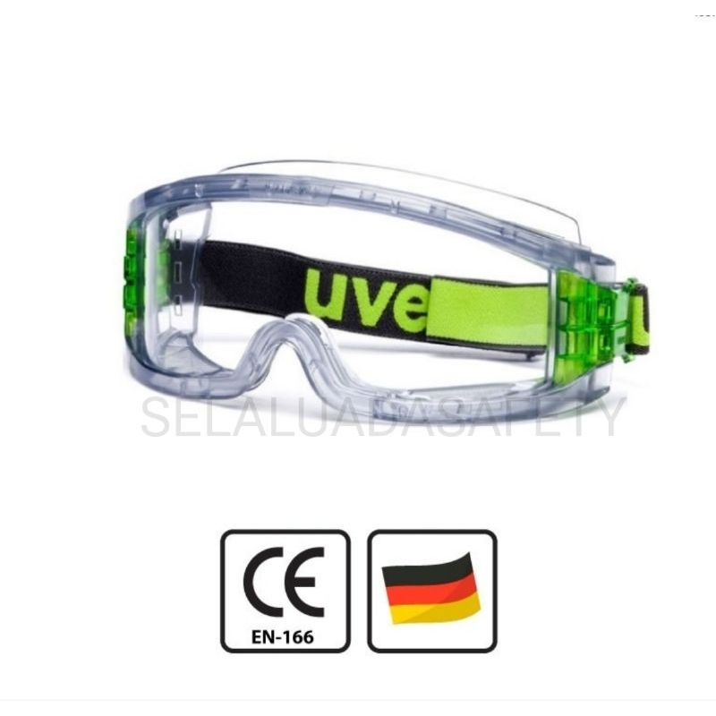 Uvex safety goggles 9301906 Uvex green strap Anti-fog coating safety Goggles | Shopee Malaysia