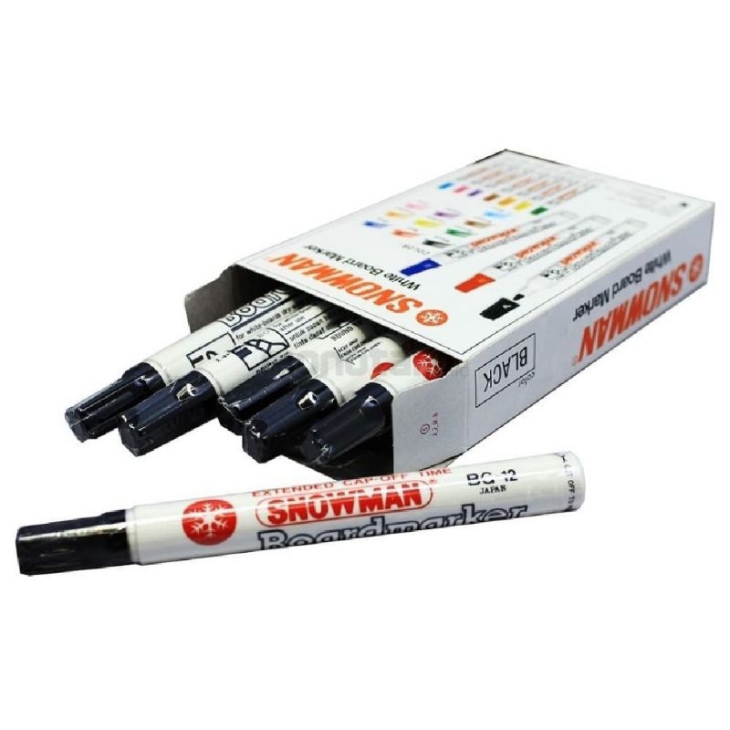 HITAM Snowman BG12 Black Non Permanent WhiteBoard Markers (12pcs ...