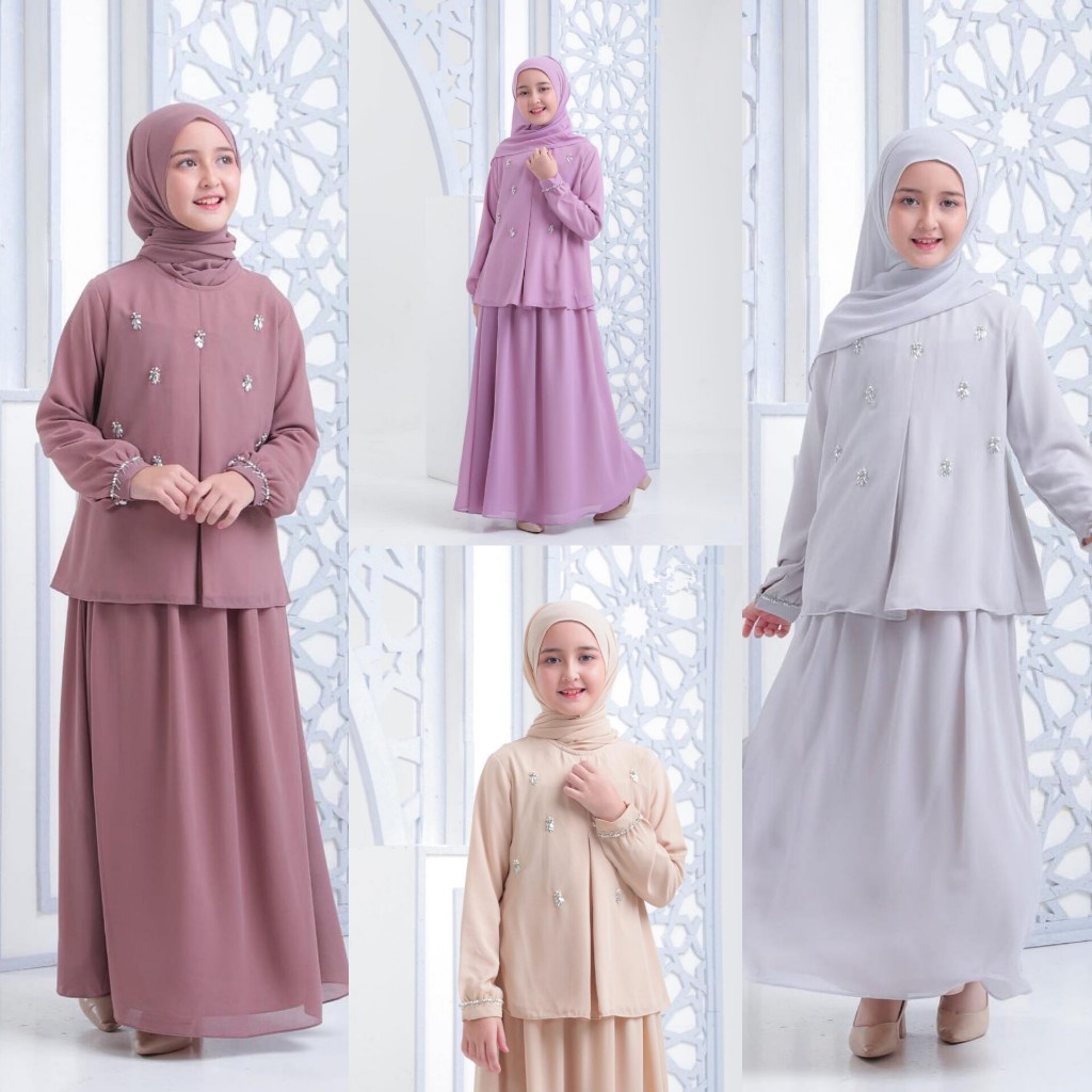 Hawa SET KIDS Skirt+PASHMINA MIX Sequin Pearl/Teen MUSLIM Children's Suit 10-14 Years/KHIMAR ...