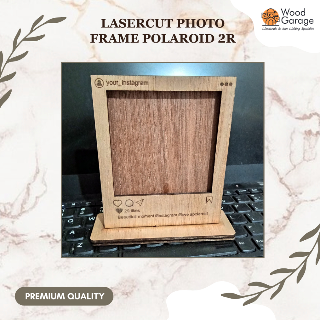 Contemporary 2R size mini Lasercut photo frame (custom engraving ...