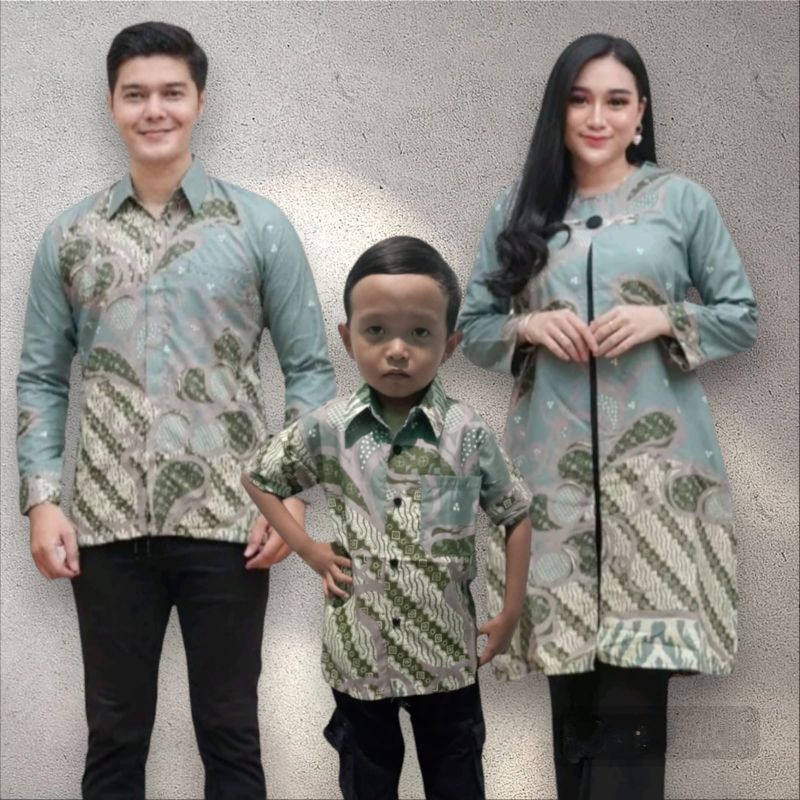 Batik couple Father Son sage green batik Latest 2024 batik Sogan ...