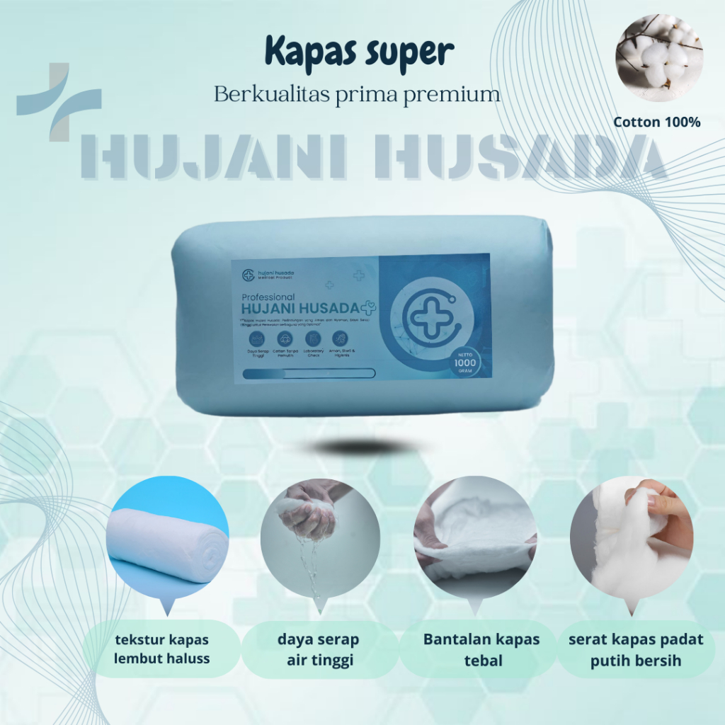 PUTIH 1000 Gram Sterile Super Premium 100 Percent Cotton Multi-Purpose ...