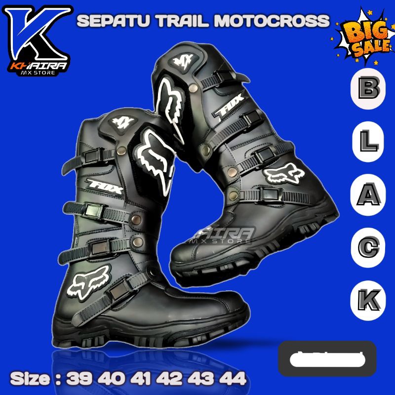 Trail cross Shoes trabass adventure motocross Shoes full black | Shopee ...