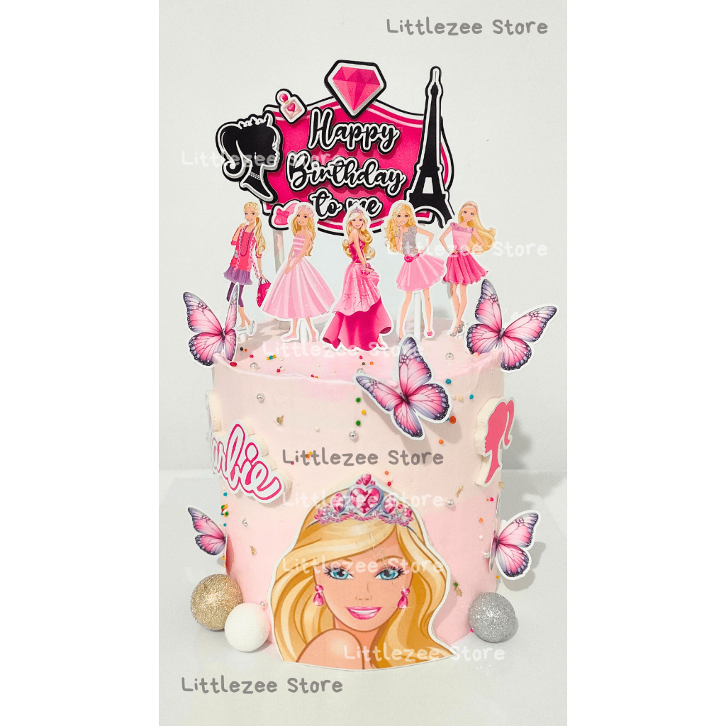 Barbie Theme 3d cake topper/barbie 3d cake topper/Birthday cake topper ...