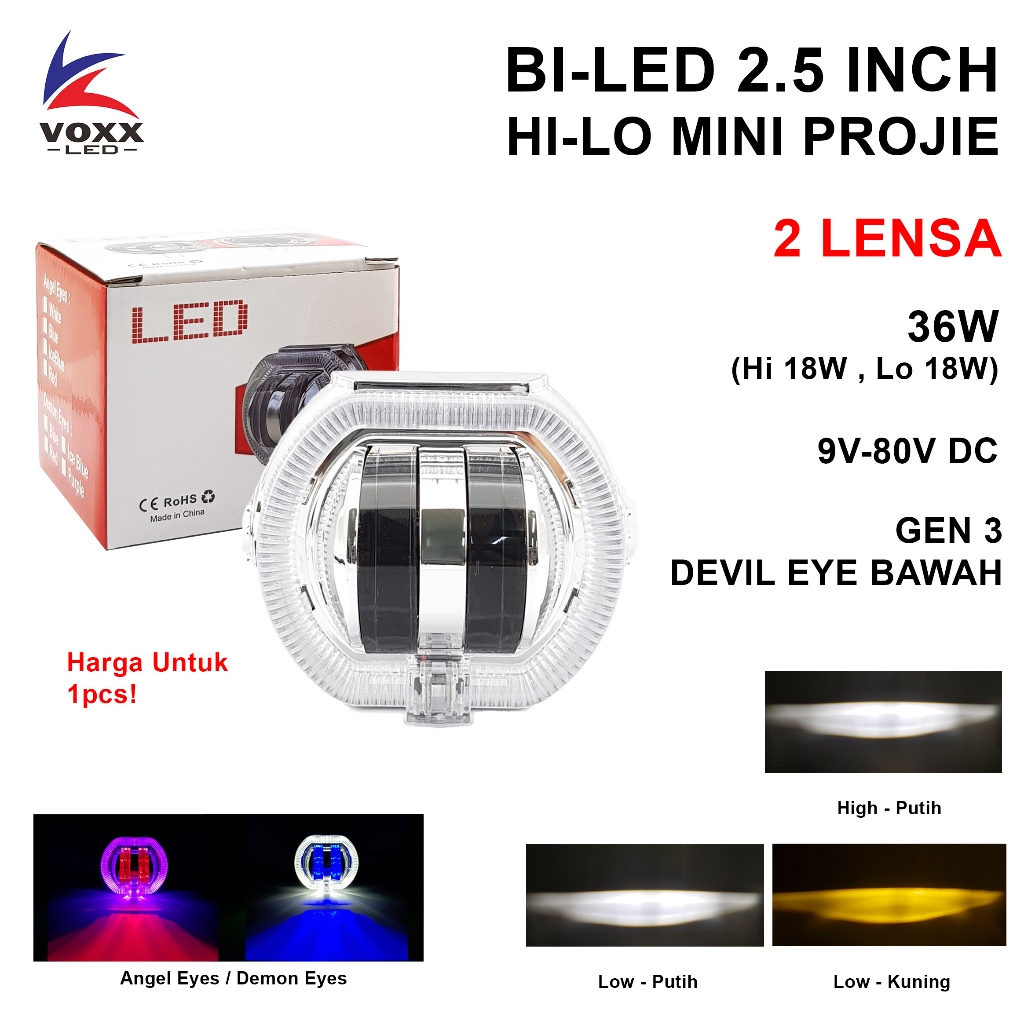 MATA Daymaker Bi-LED Ala Ala Projie 2.5 Inch Laser Cut OFF Hi-Lo Mini 2 ...