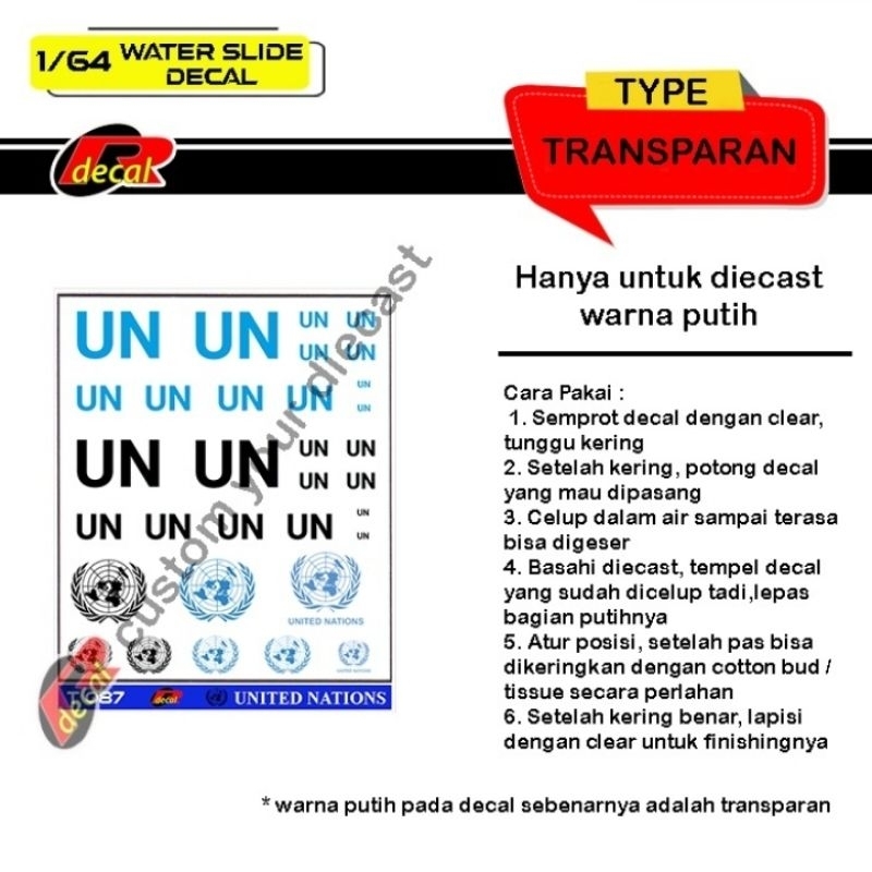 T087 United Nations Transparent 1/64 Hotwheels Decal | Shopee Malaysia
