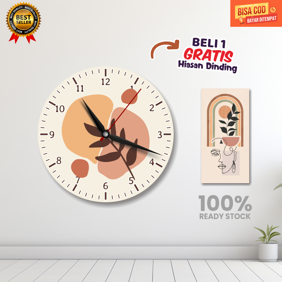 HIASAN DINDING Wholesale Wall Clock Buy 1 Free 1 Wall Decoration ...