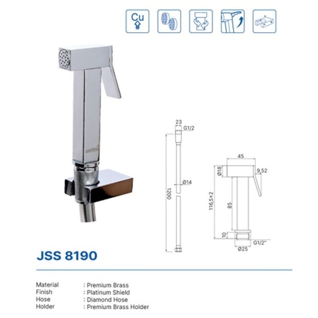 Jet Shower SET DEKKSON JSS 8190 CP Complete Hose 120cm Spray Faucet ...