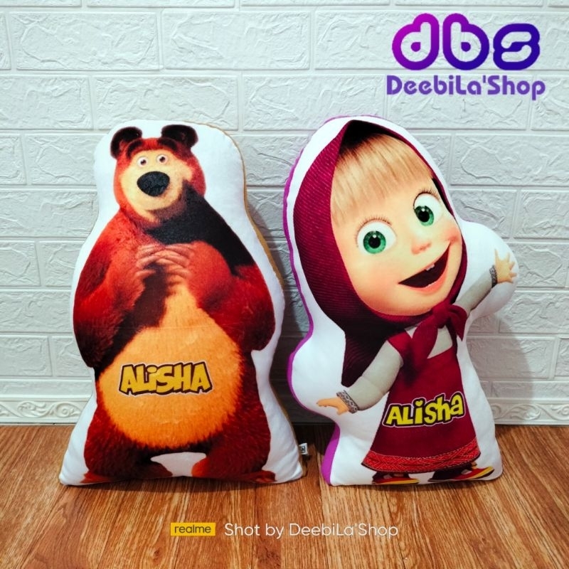 Custom NAME MASHA AND THE BEAR PILLOW DOLL / CUSTOM PRINTING MASHA AND ...