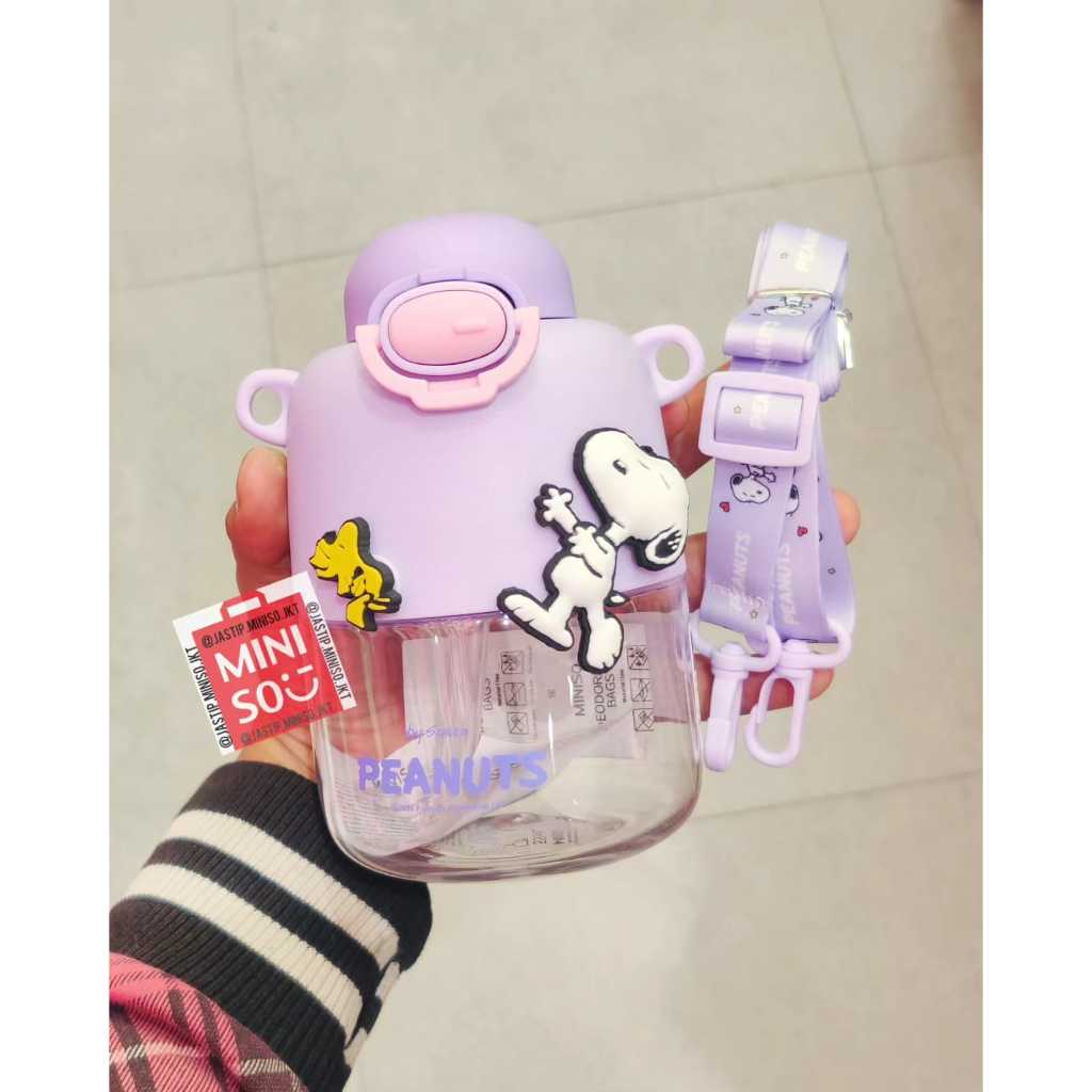 Miniso Rotating SNOOPY Straw Drinking Bottle + Long Rope SNOOPY Colorful Life Collection (550ml ...