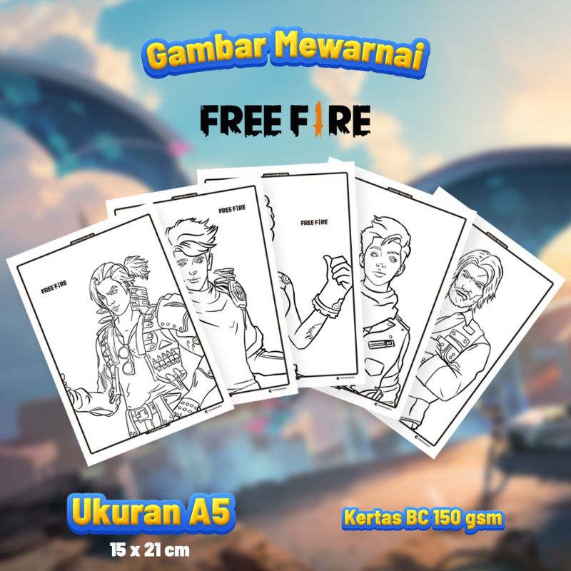 Free FIRE Coloring Pictures Contains 20 Thick BC Paper Sheets | Shopee ...