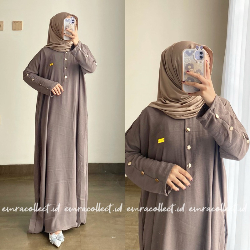 Dress ADILA ABAYA BUTTON INARA GAMIS CRINKLE BREASTFEEDING MOTHER JUMBO ...