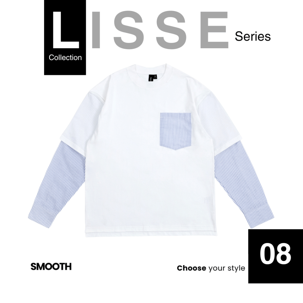Smooth BASIC Serenity Tees & Shirts White Double Layers Blue White ...