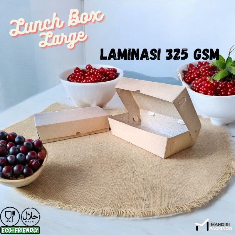 Paper Lunch Box Large Laminate 100pcs 325 gsm | Large Laminated Brown ...