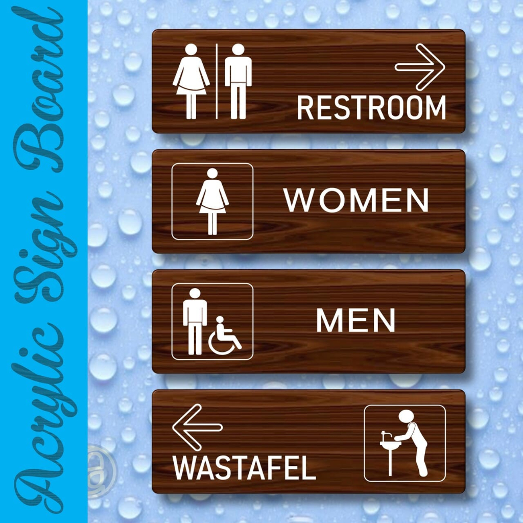 Aesthetic Restroom sign | Acrylic direction sign board | Aesthetic ...