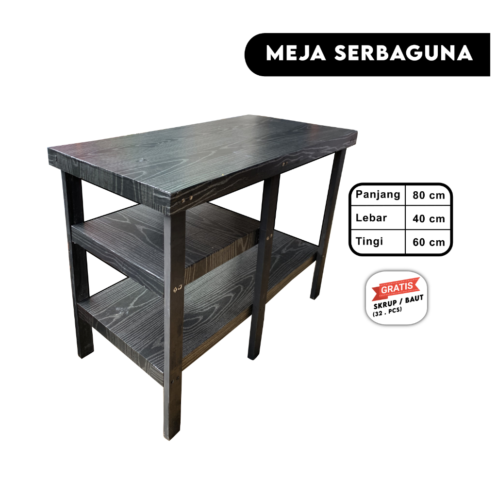KAYU (Free Screwdriver) Multipurpose Table 3-tier Kitchen Table Quality Wood Table Stove Table ...