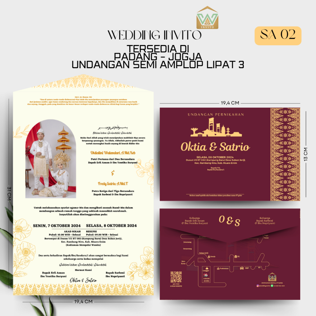 [SA 02] Print Batik Invitations-Gold Semi-Wedding Envelope Separation ...