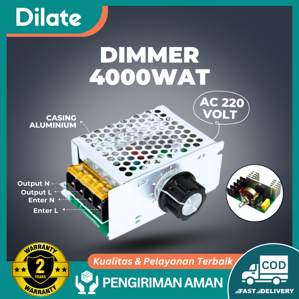 Dimmer AC 220 Volt 4000 Watt 220V 4000W Aluminum Casing Dimmer 4000 W ...