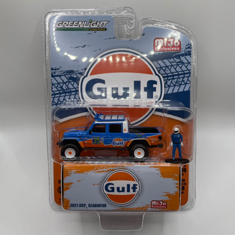 Greenlight Gulf 2021 Jeep Gladiator With Race Car Figure 51453 Diecast ...