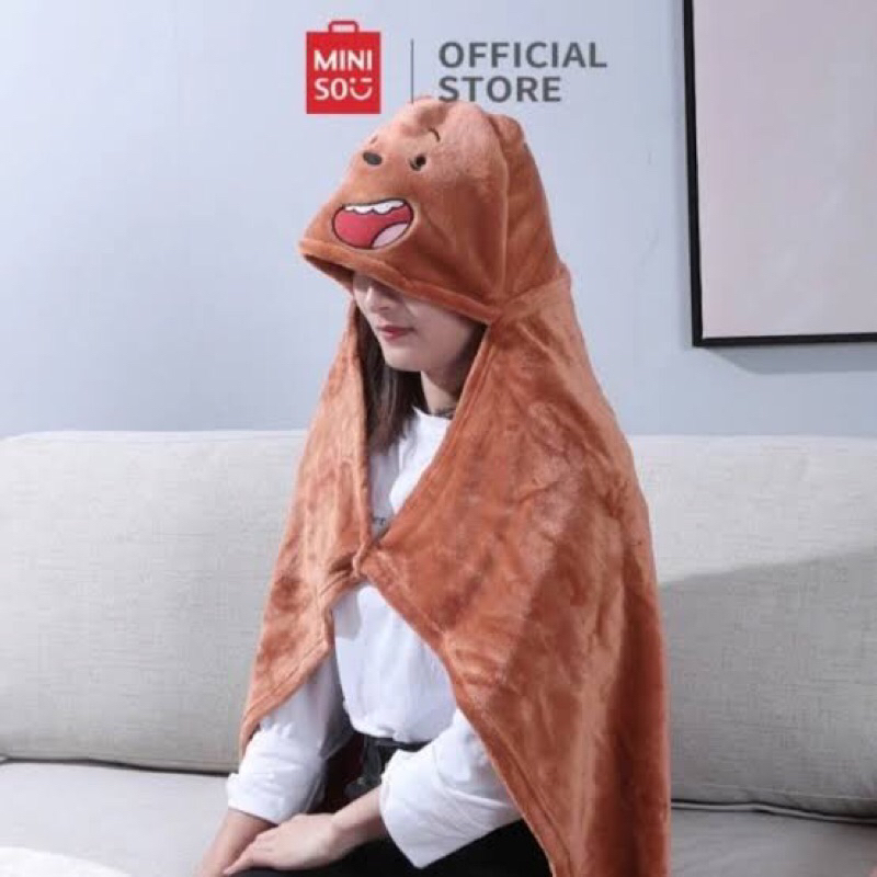 Miniso Blanket with hat we bare bears/Blanket with Headgear we bare ...