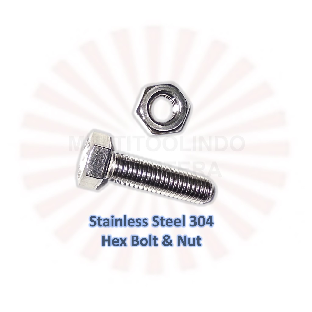 Bolt Nut SS 304 M8 Hex Bolt Nut M8 Stainless Steel 304 M8 x 12 - 60mm BM SS M8 | Shopee Malaysia
