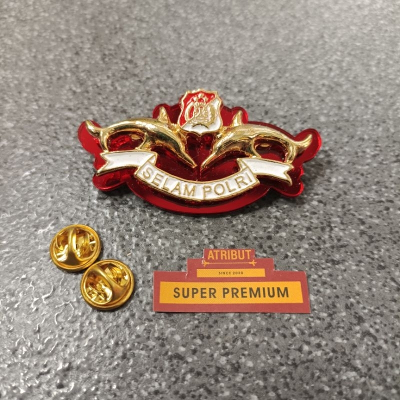 MERAH Polri SELAM PIN WITH SUPER PREMIUM RED GOLD PLATED ACRYLIC ...