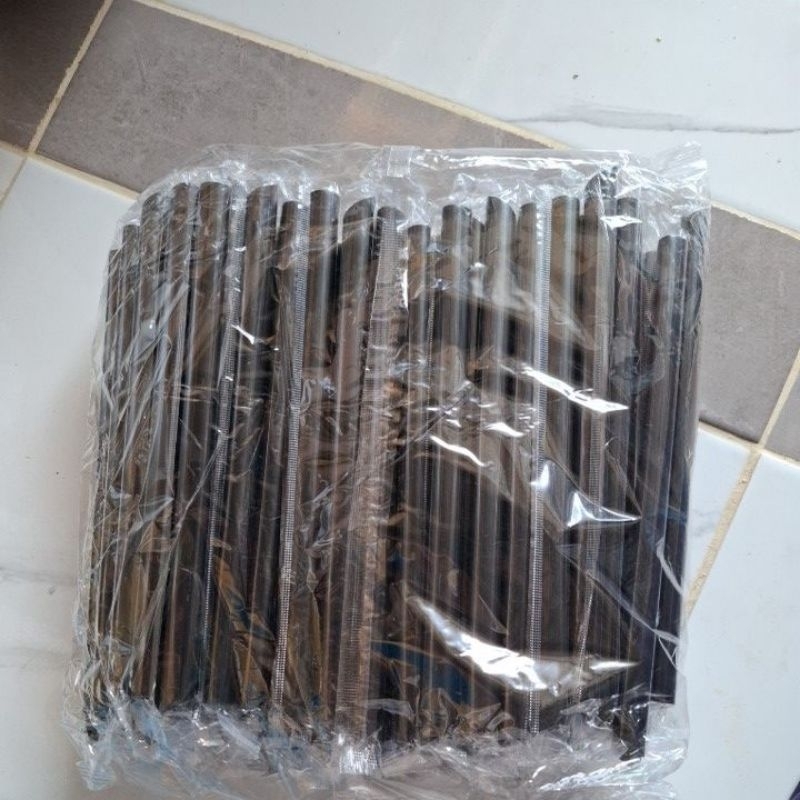 PUTIH HITAM 12mm Black & White Plastic Boba Straws STERILE Hygienic ...