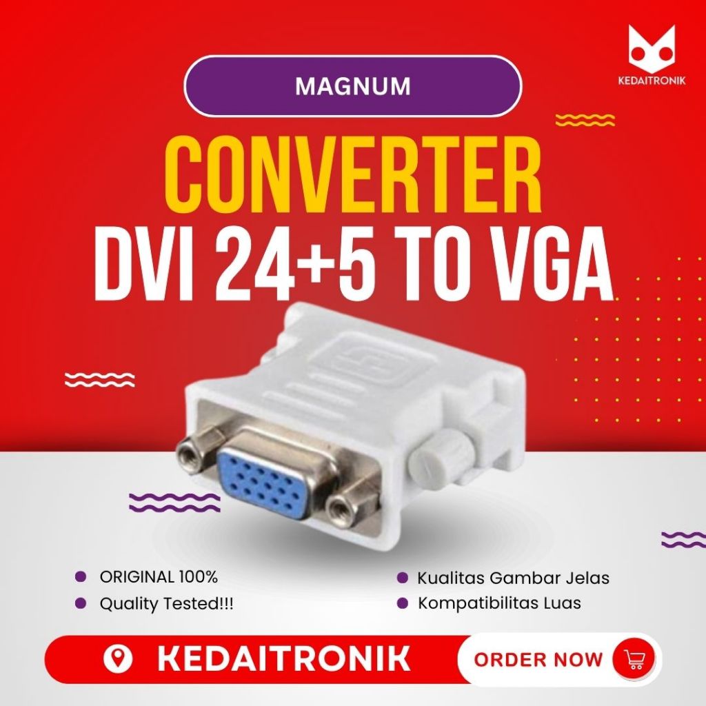 Converter DVI 24+5 to VGA MAGNUM Gold Connector DVI-D D Sub Monitor ...