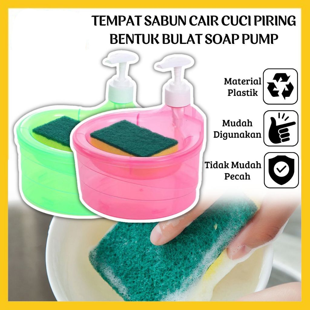 IJNC Dishwashing Liquid Soap Holder Round Shape Soap Pump Dispenser ...