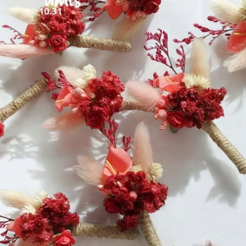MERAH Red boutonniere red maroon maroon peach pink corsage corsage ...