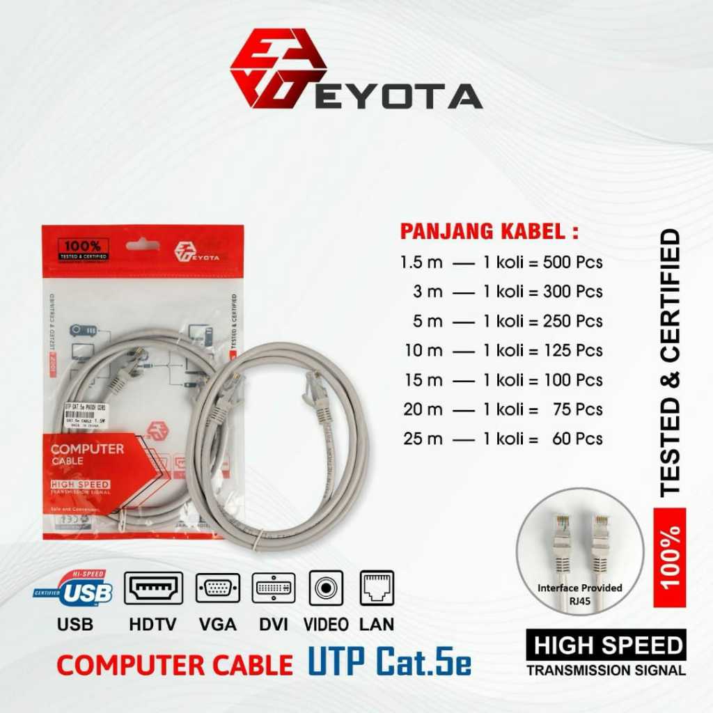 Eyota LAN CABLE CAT5E / UTP COMPUTER NOTEBOOK NETWORK CCTV WIFI DEKTOP LAPTOP SMART TV 20meter ...