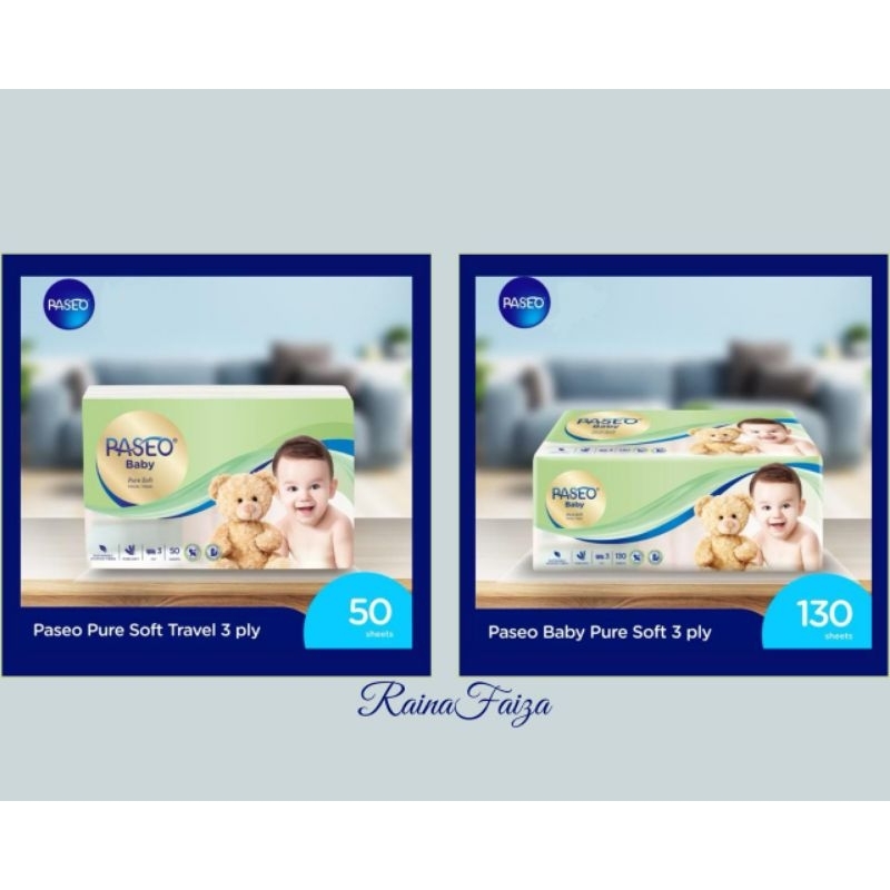 Paseo Baby Pure Soft Facial Soft Pack 50 Sheets // 130 Sheets Soft ...
