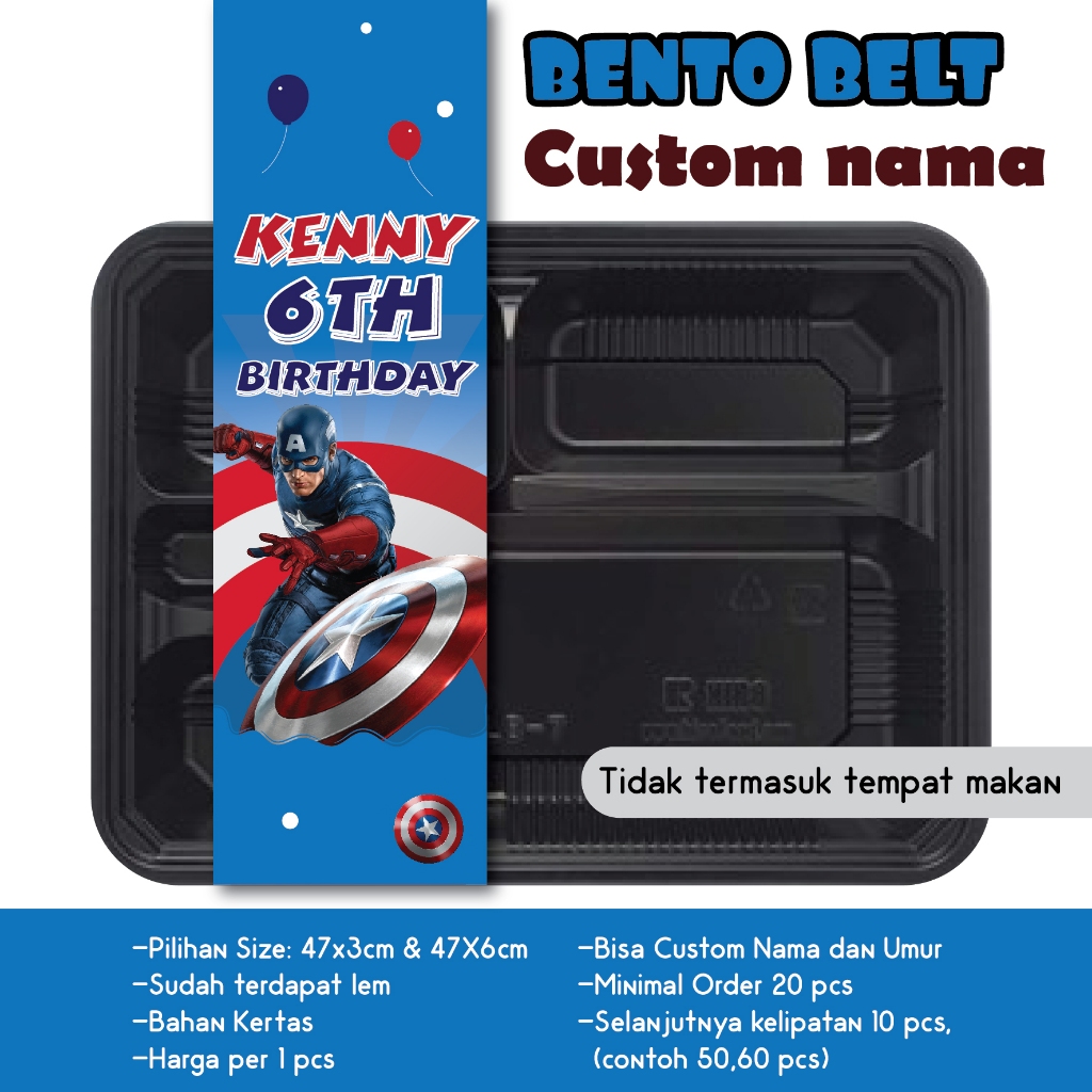 Bento BELT CAPTAIN AMERICA AVENGERS SPIDERMAN IRONMAN HULK PAPER BELT ...