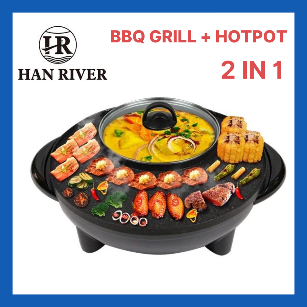 Han River 2 in 1 BBQ Hot Pot Electric Grill - Shabu Grill Bulgogi ...
