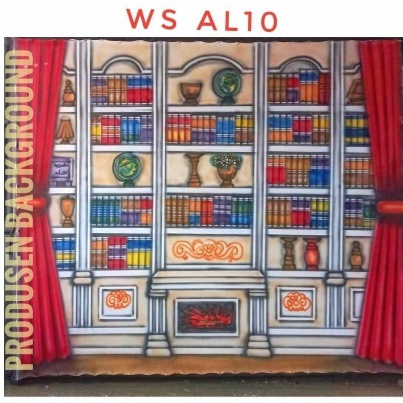 Ready 3x2.5m Fabric Graduation Background Photo Studio Bookshelf ...