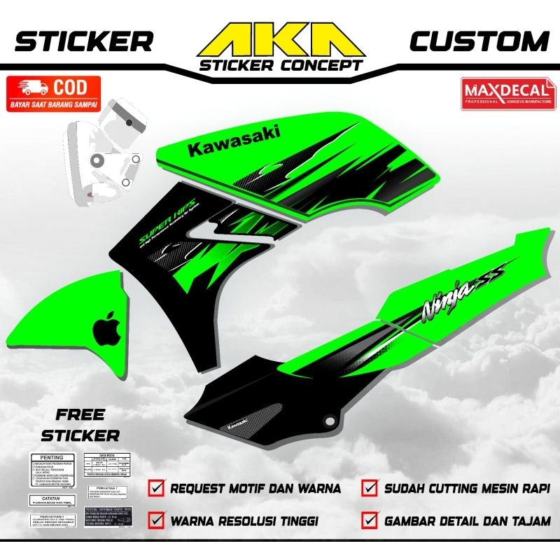 Kawasaki Ninja SS Transparent striping Sticker maxdecal (Can request ...