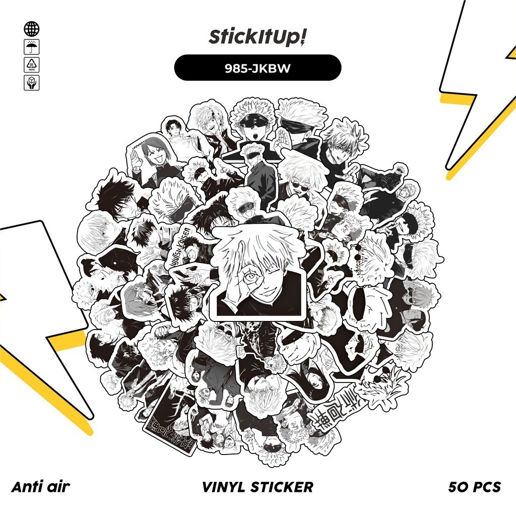 HITAM PUTIH 100 Pcs Jujutsu Kaisen Black and White Pack Stickers V3 ...