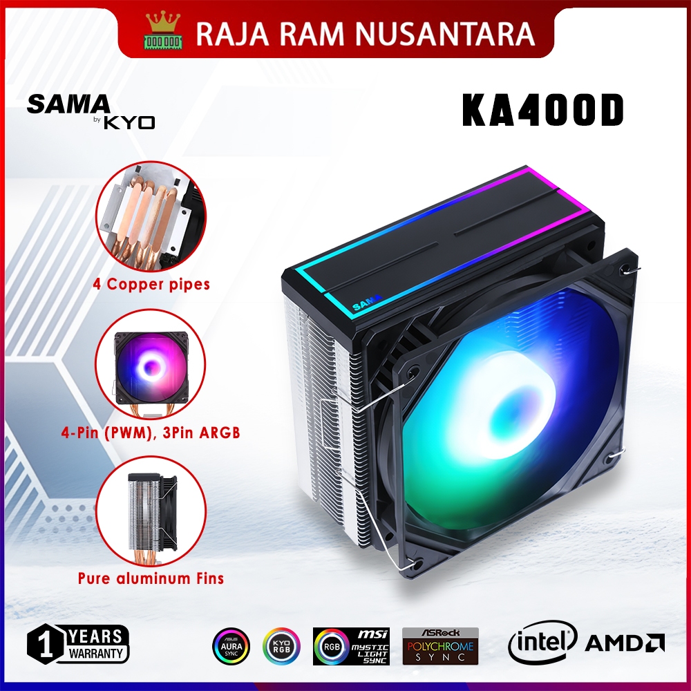 Kyo SAMA KA400D CPU COOLER ARGB FAN PROCESOR COOLER ARGB 4 Heatpipe ...