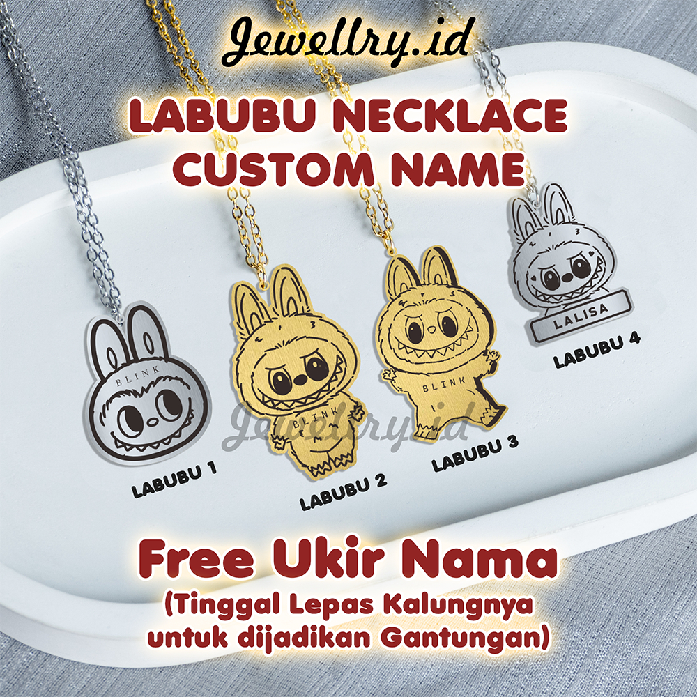 GANTUNGAN Labubu Necklace - Labubu Gold Silver Character Pendant ...