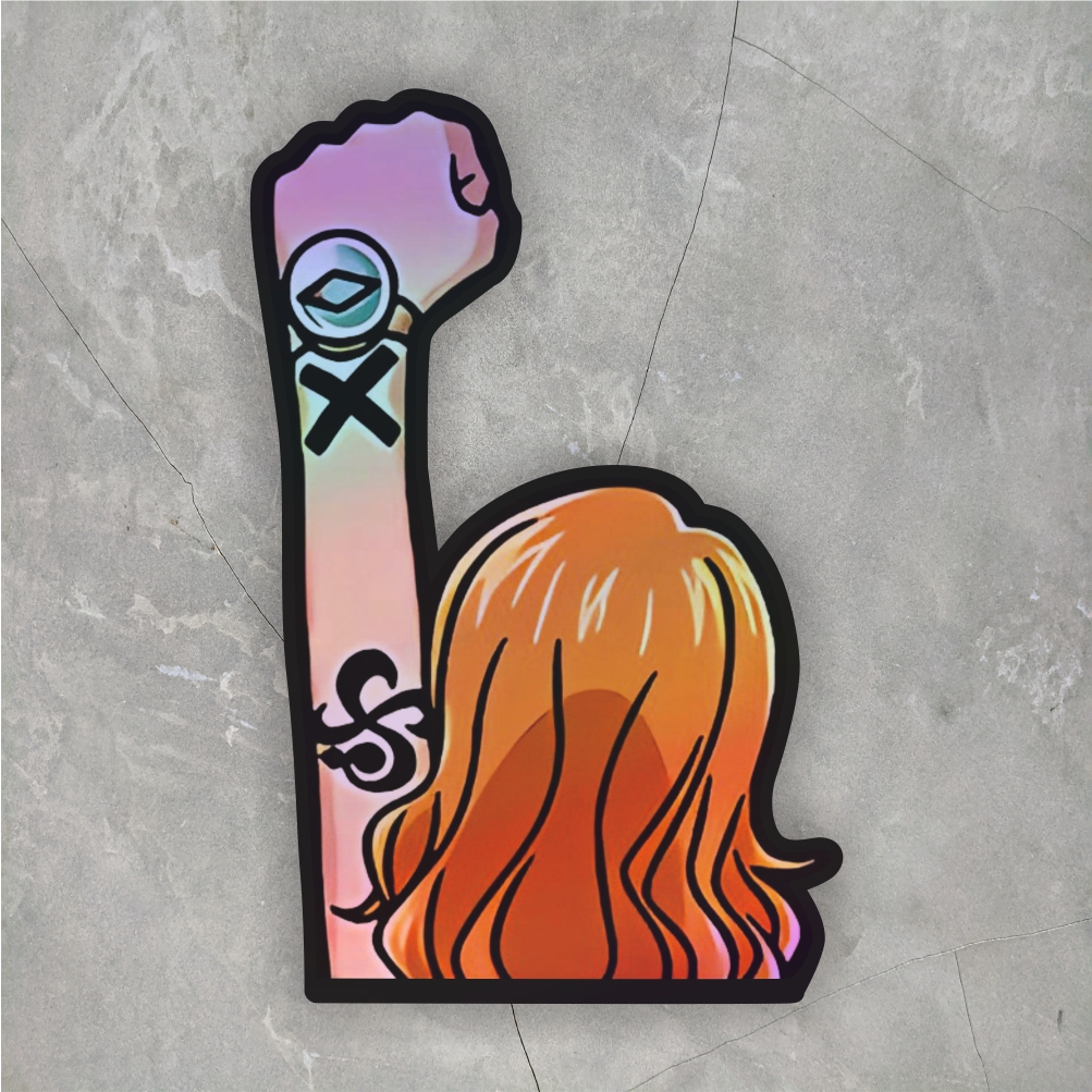 Sticker Anime Hologram NAMI One piece Size 7cm sticker case hp Etc ...