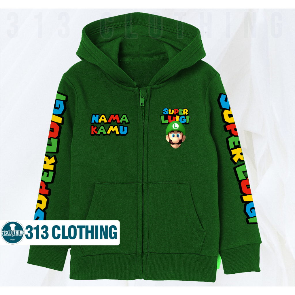 Super Luigi Mario Children's Zipper Hoodie Jacket Luigi Mario Bros ...