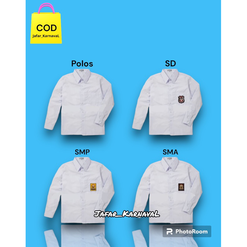 PUTIH KEMEJA White LONG SLEEVED SCHOOL UNIFORM SD, MTS, SMP, SMA, PLAIN ...