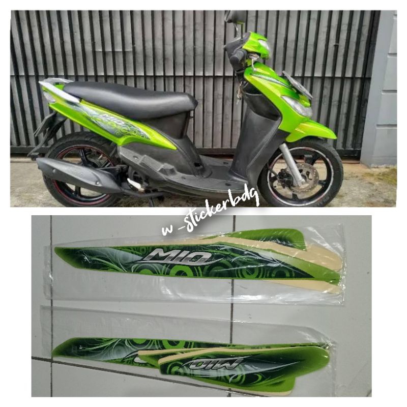 HIJAU Yamaha Mio Sporty Mio Smile 2011 2012 Body Sticker Striping Green ...