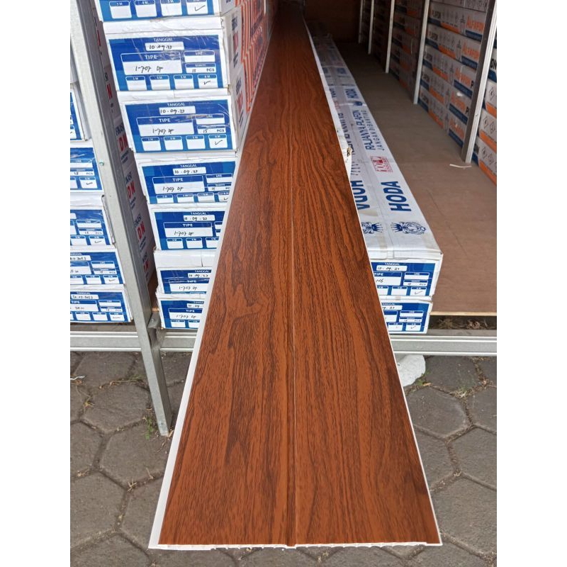 KAYU Pvc Doff Ceiling Brown Wood Grain Grout | Shopee Malaysia
