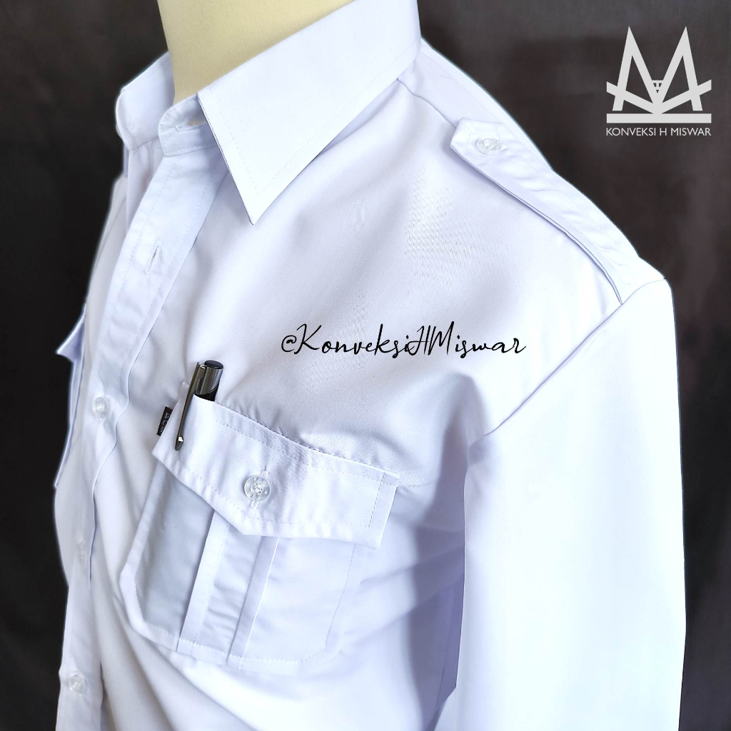 KEMEJA Eco Men's Work Uniform - PDH Long Sleeve White Shirt - ASN PNS ...