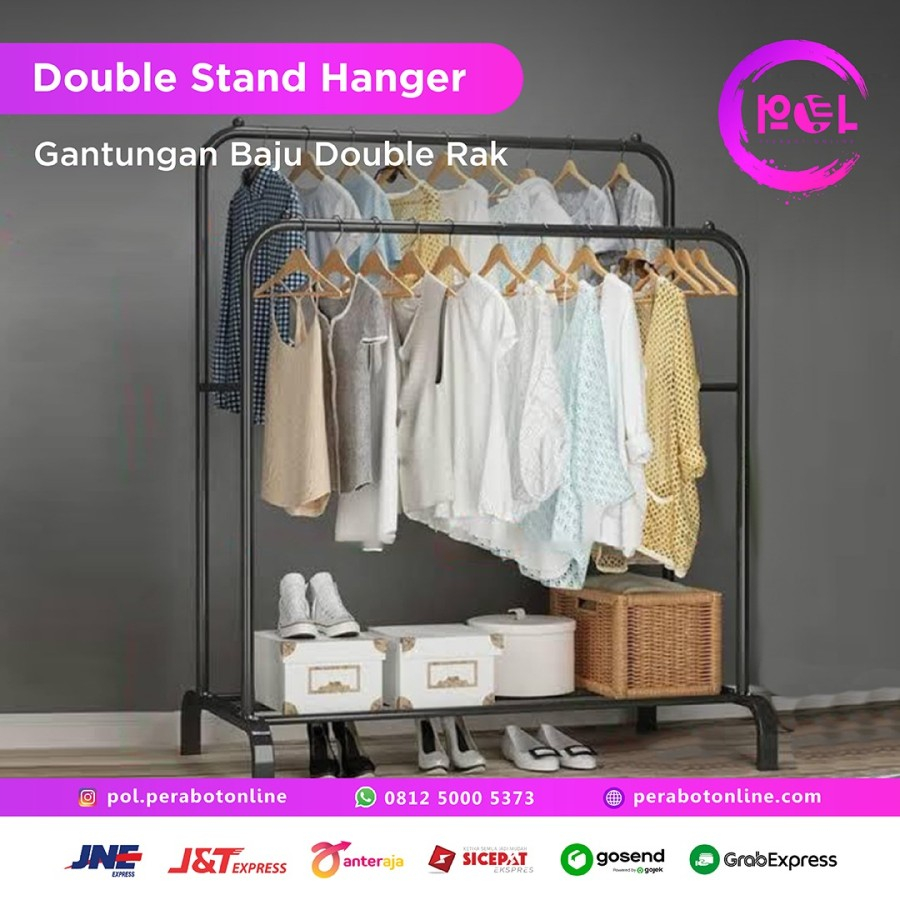 Double Pole Clothes Rack Black | Shopee Malaysia