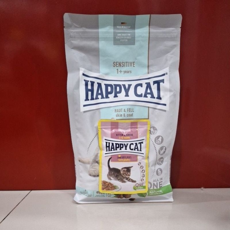 Happy cat sensitive haut & fell skin & coat 1.3kg cat food df | Shopee ...