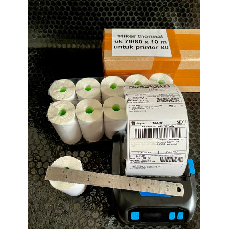 10roll Continuous Sticker Label 80mm x 10meter Side pond Easy Peel per ...